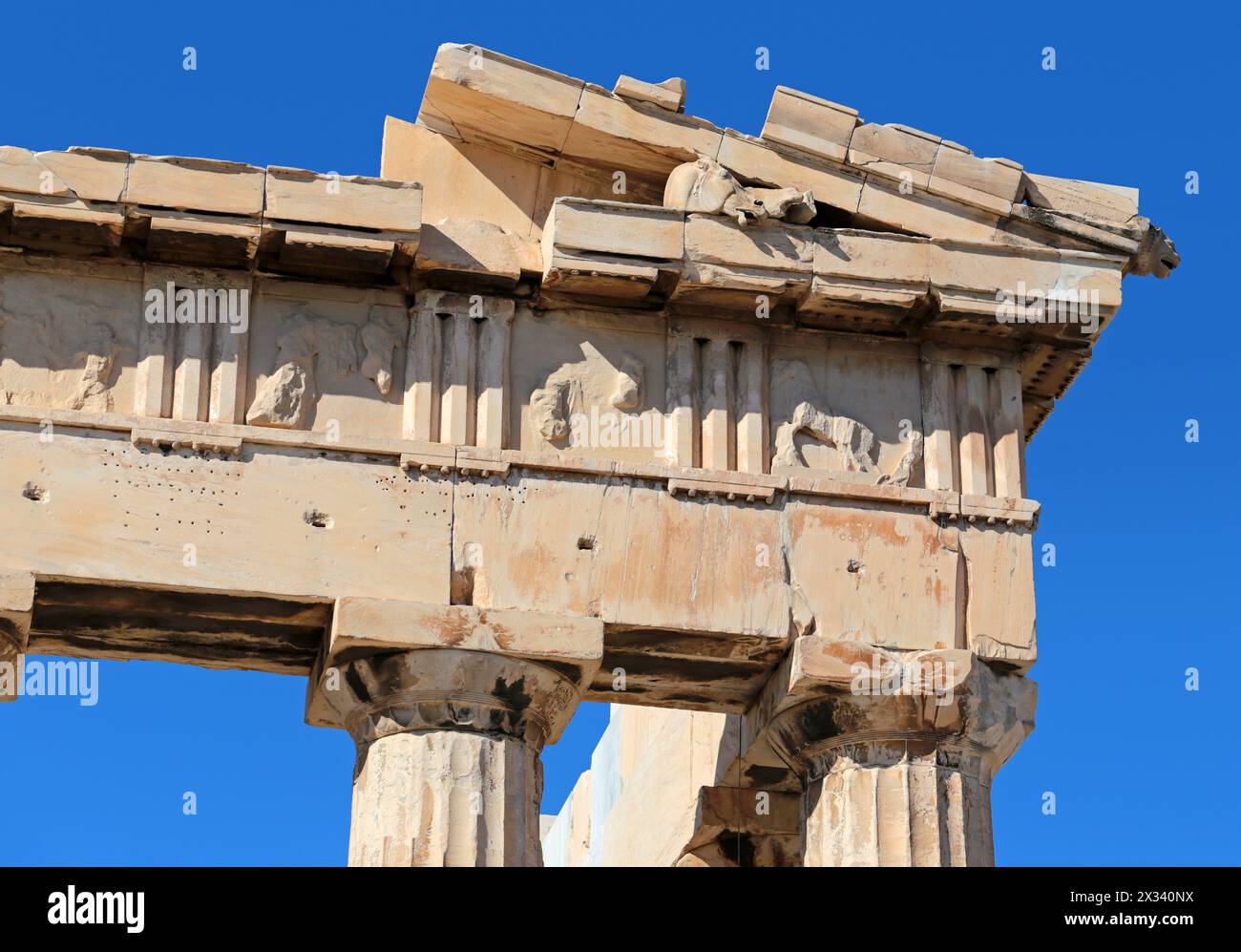 Architecture detail of ancient temple in Acropolis, Greece Stock Photo ...
