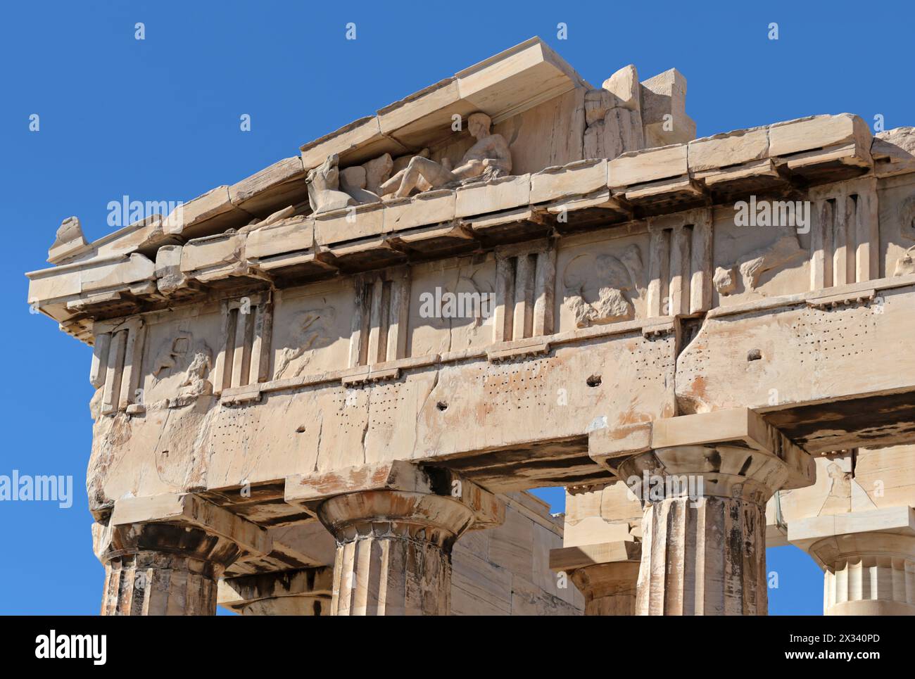 Architecture detail of ancient temple in Acropolis, Greece Stock Photo ...