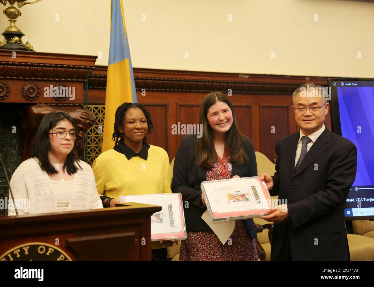 Philadelphia, USA. 23rd Apr, 2024. Liu Guiping (1st R), executive vice ...