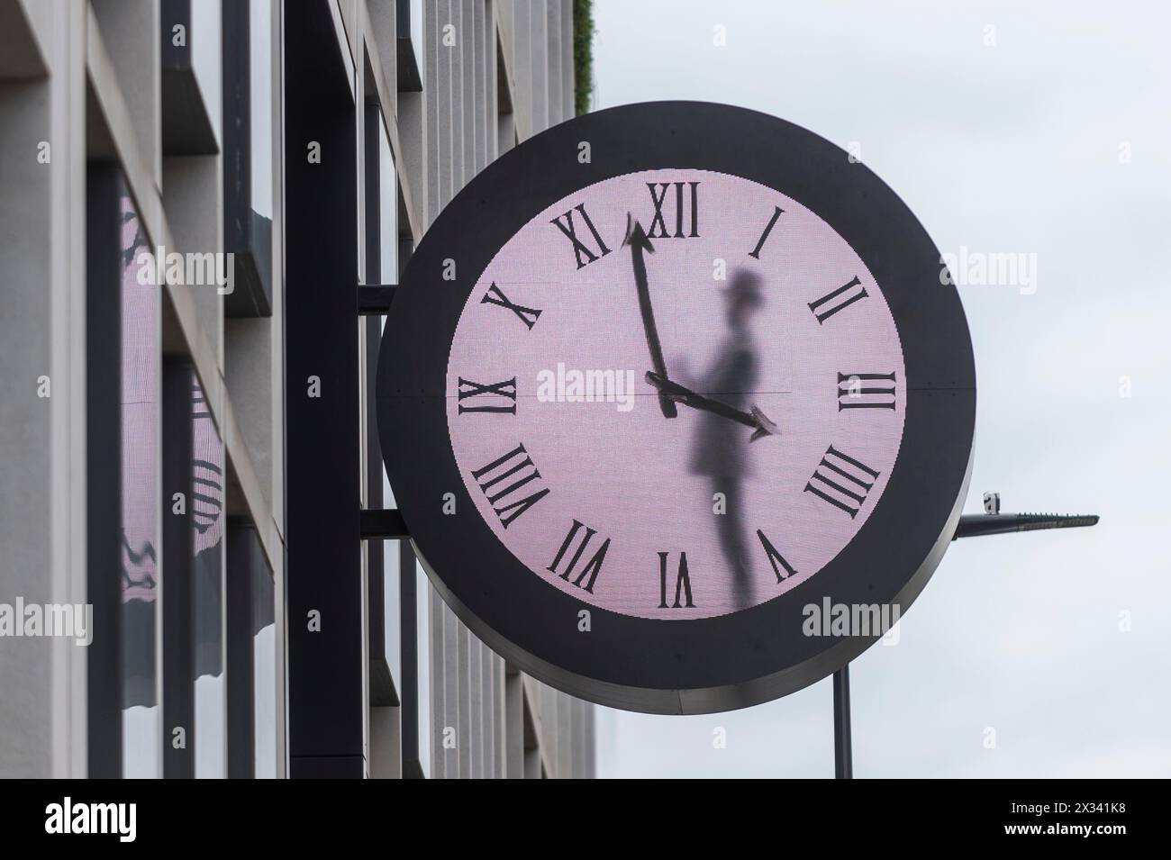 London, UK. 24 April 2024. A workman appears to be cleaning the inside ...