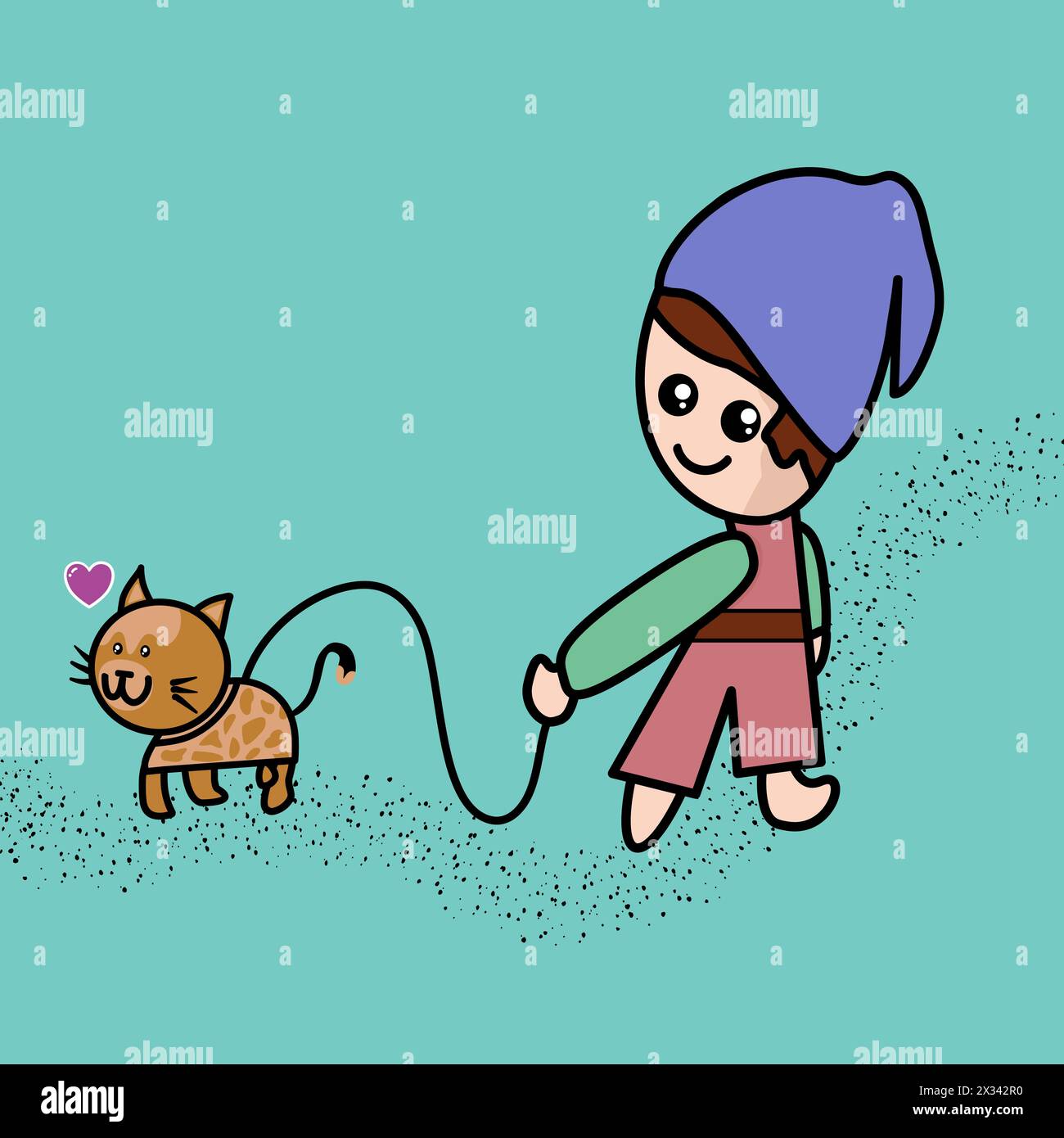 Children playing with cat Stock Vector Images - Alamy