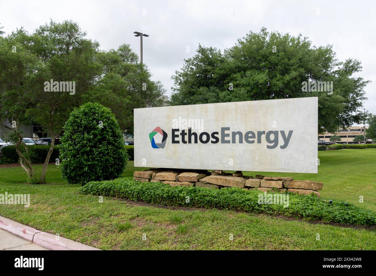 EthosEnergy ground sign at their facility in Pearland, Texas, USA Stock ...