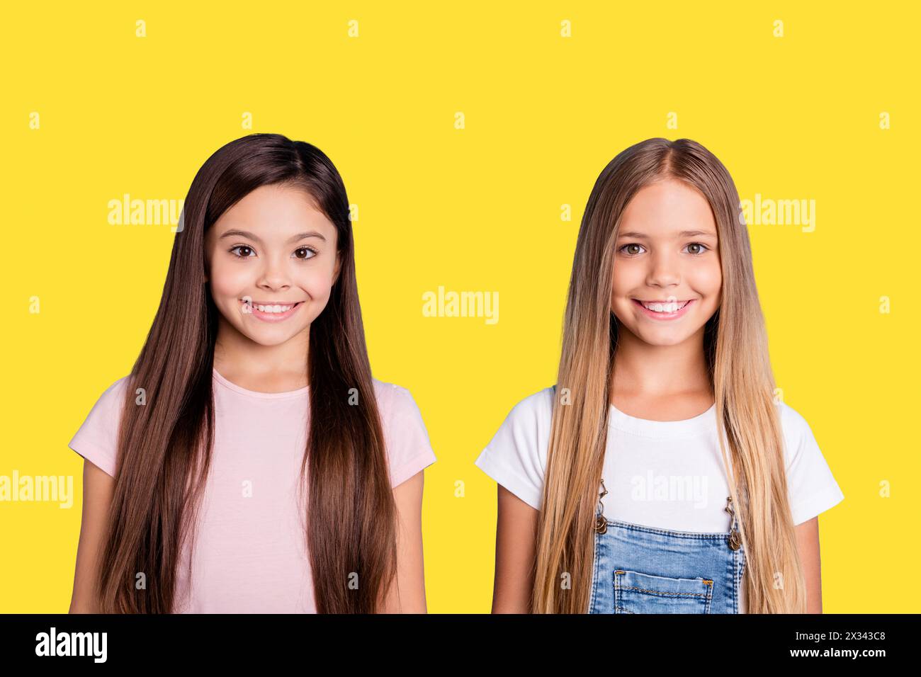 Close-up portrait of two people nice-looking sweet tender attractive ...