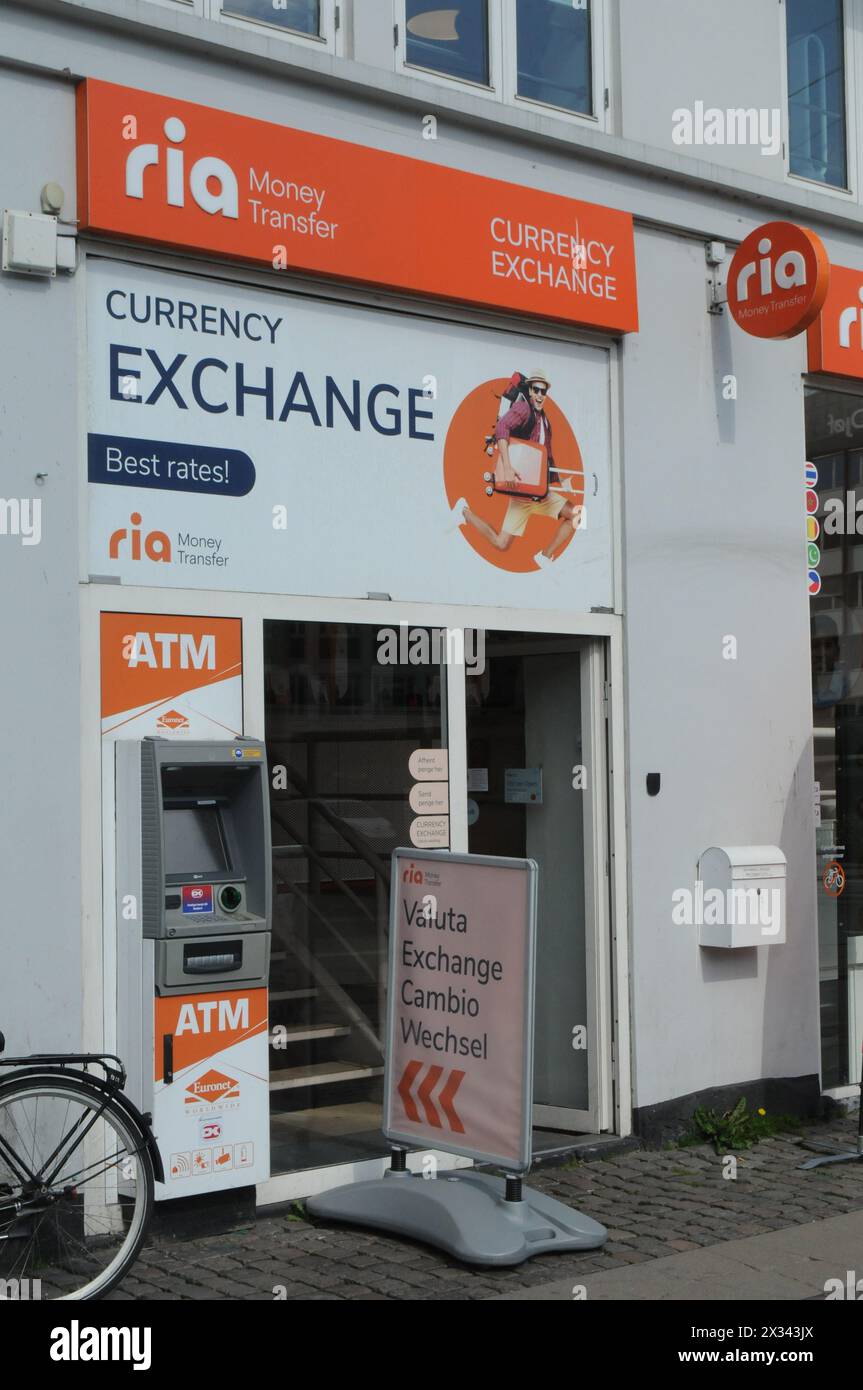 Copenhagen/ Denmark/24 April 2024/Ria money transfer currency exchange ...