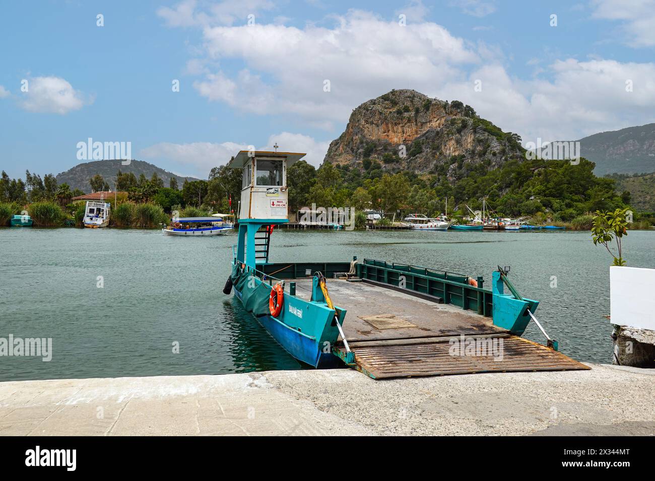 Small car ferry across the River Daylan, at the popular tourist ...