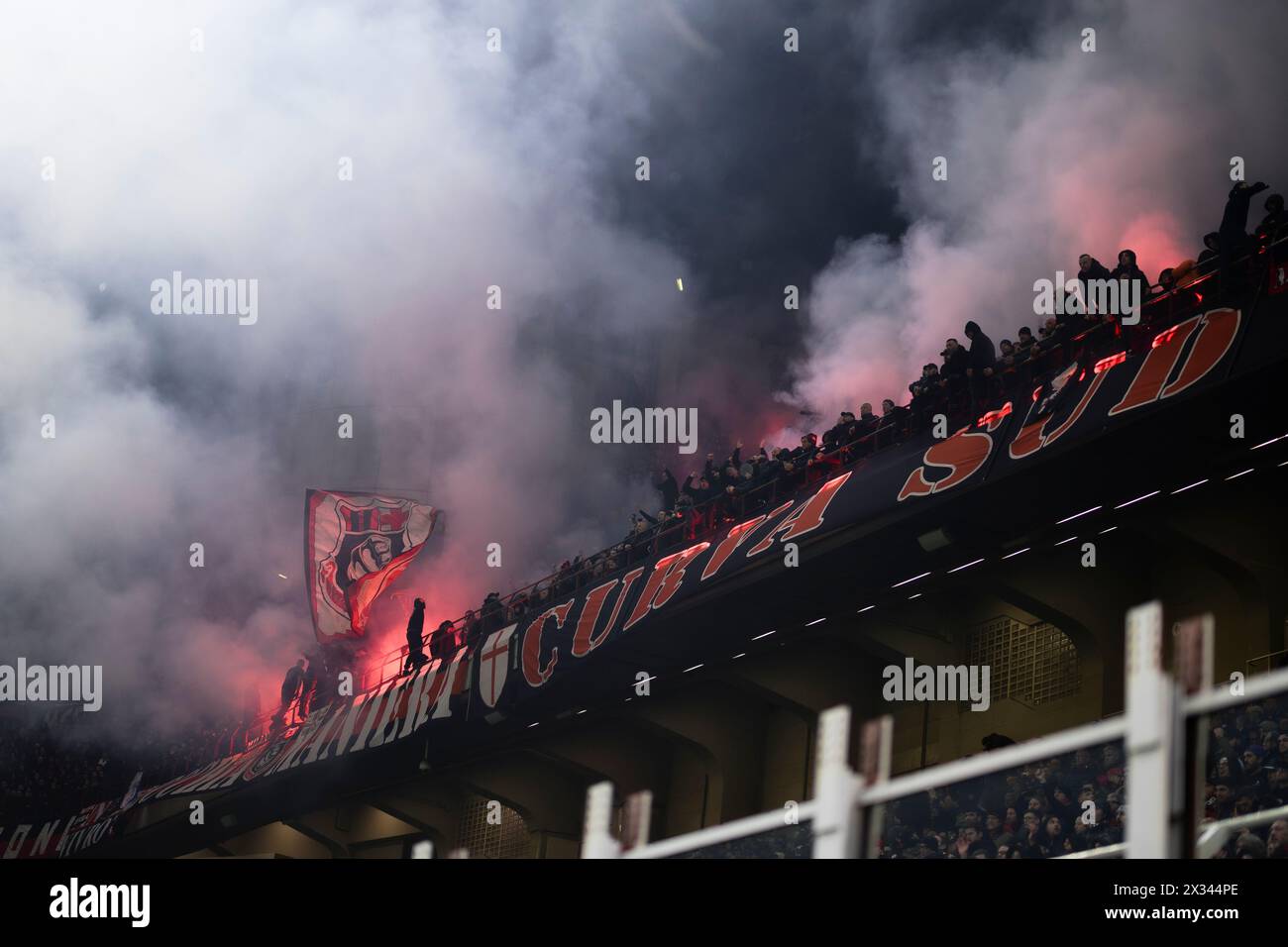 Inter milan fans with flares hi-res stock photography and images - Alamy