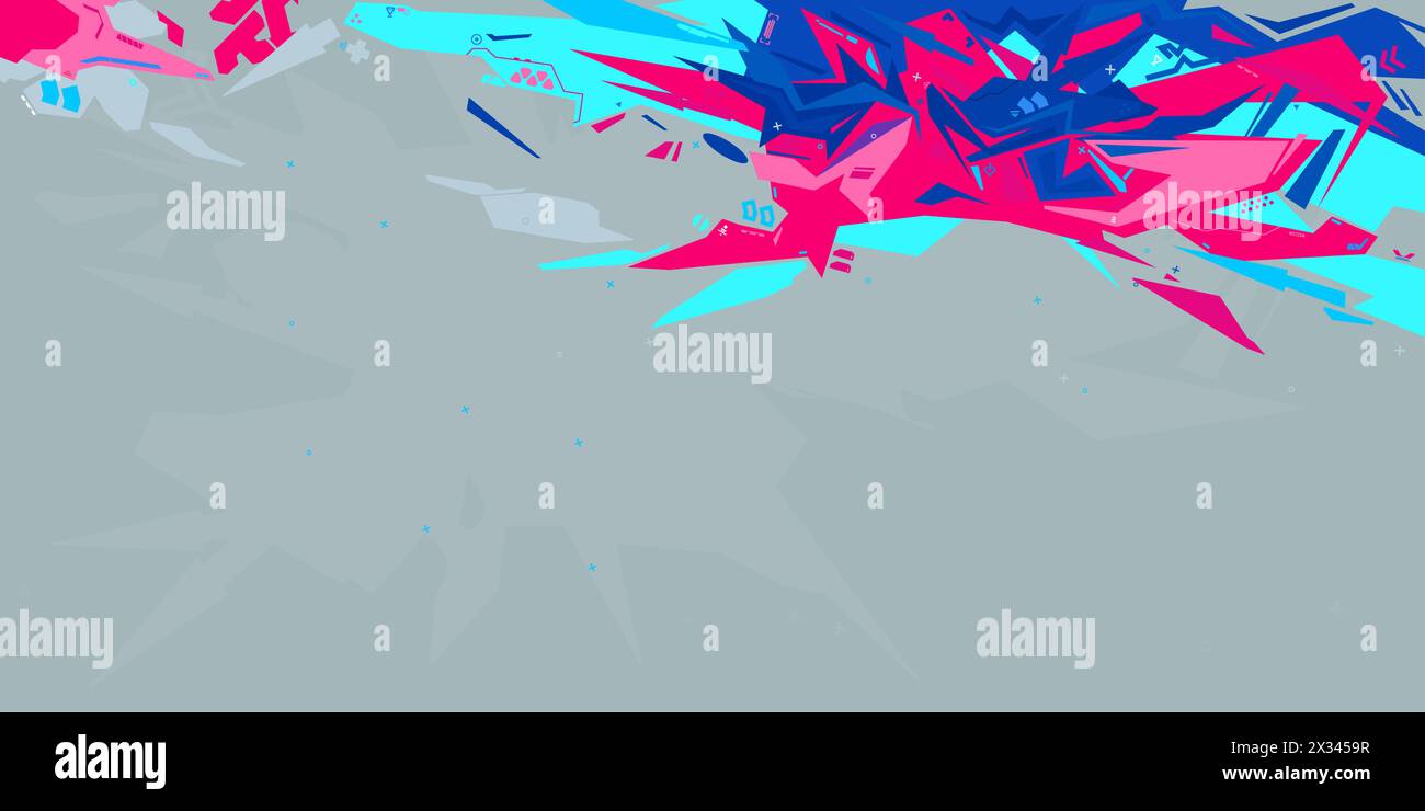 Trendy Cyber Abstract Urban Street Art Graffiti Style Vector ...