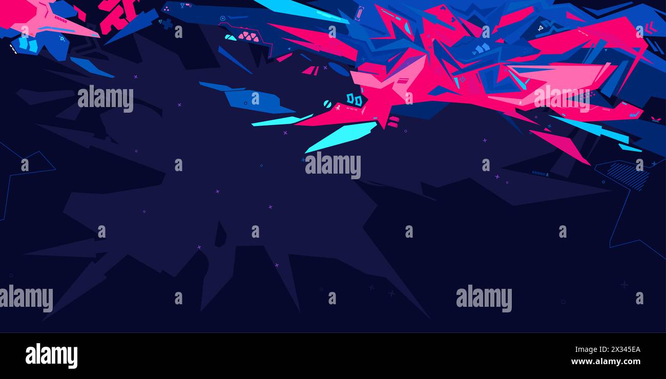Modern Cyber Abstract Urban Street Art Graffiti Style Vector ...