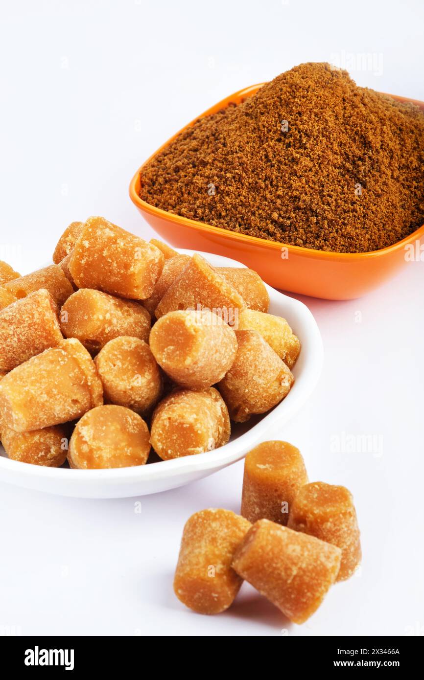 Organic Gur or Jaggery Powder and cubes, Jaggery is used as an ...