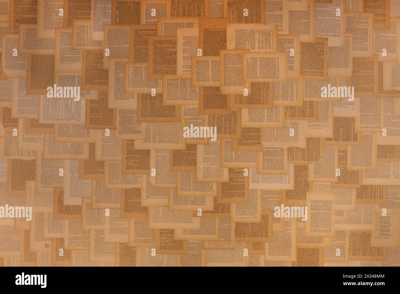 PARIS - MAR 9, 2015: horizontally and vertically arranged pages of old ...