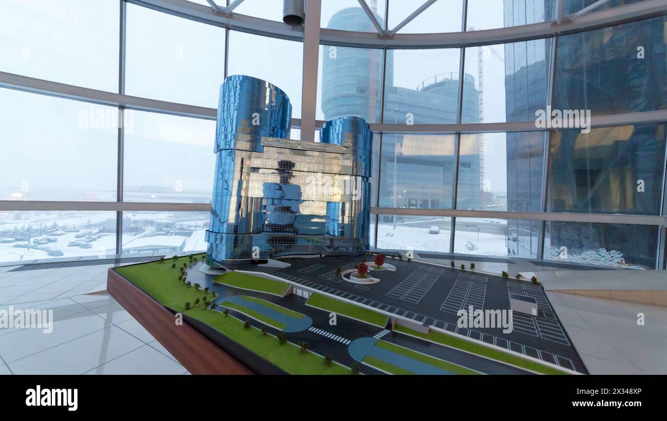 RUSSIA, KRASNOGORSK - DEC 12, 2014: The layout of modern building and ...