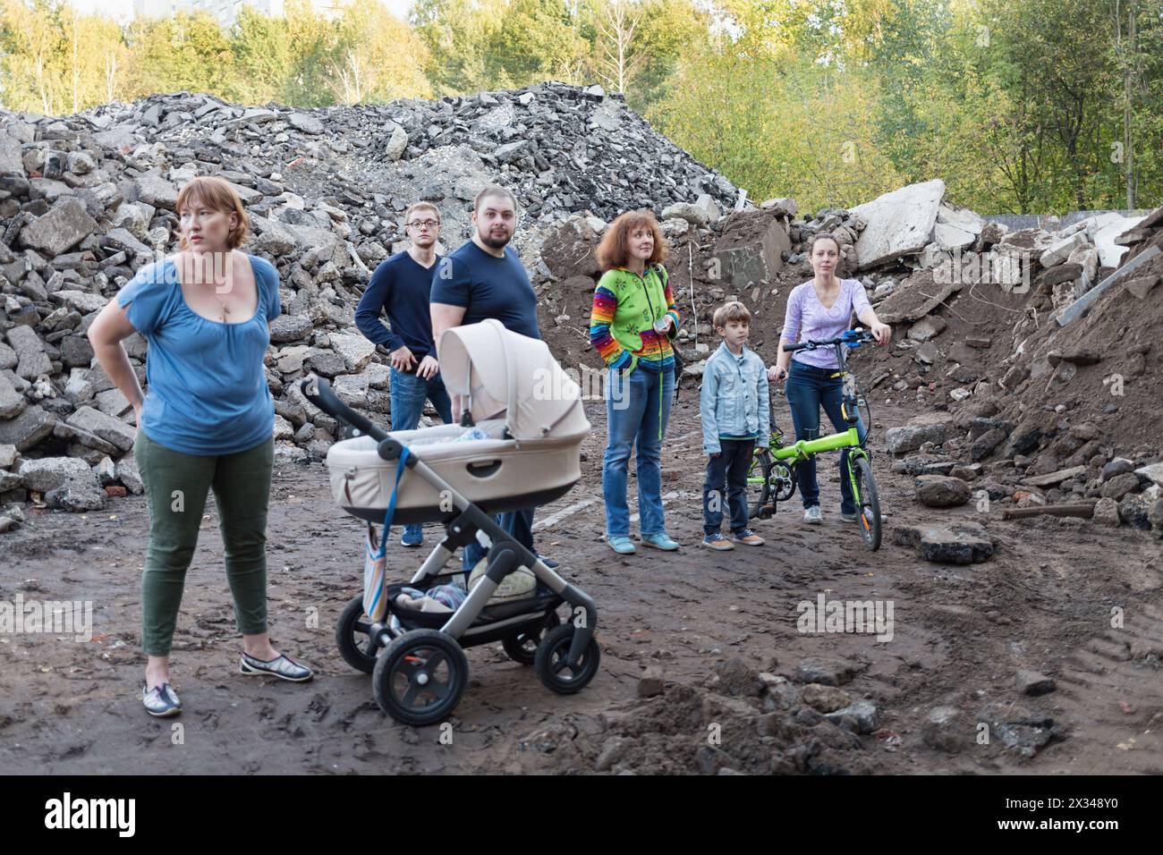 Group of six residents of district at area of illegal base for ...