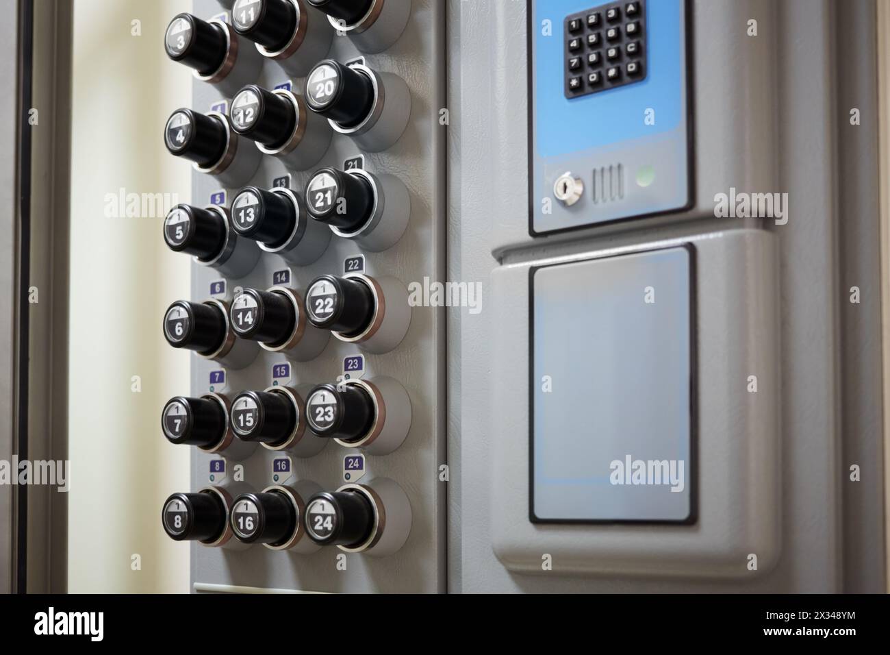 Block of buttons with numbers in the elevator cabin Stock Photo - Alamy