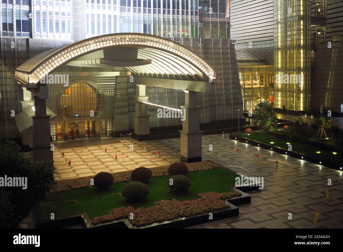 SHANGHAI - NOV 07, 2015: Big gate of Jin Mao building with illumination ...