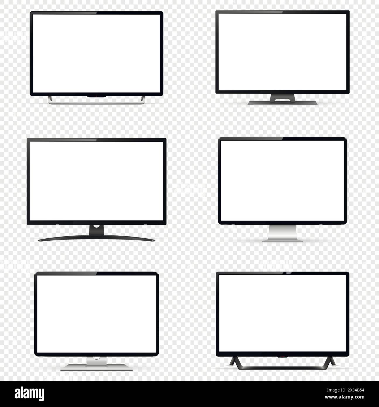 Realistic mock up computers with blank screen isolated on transparent ...