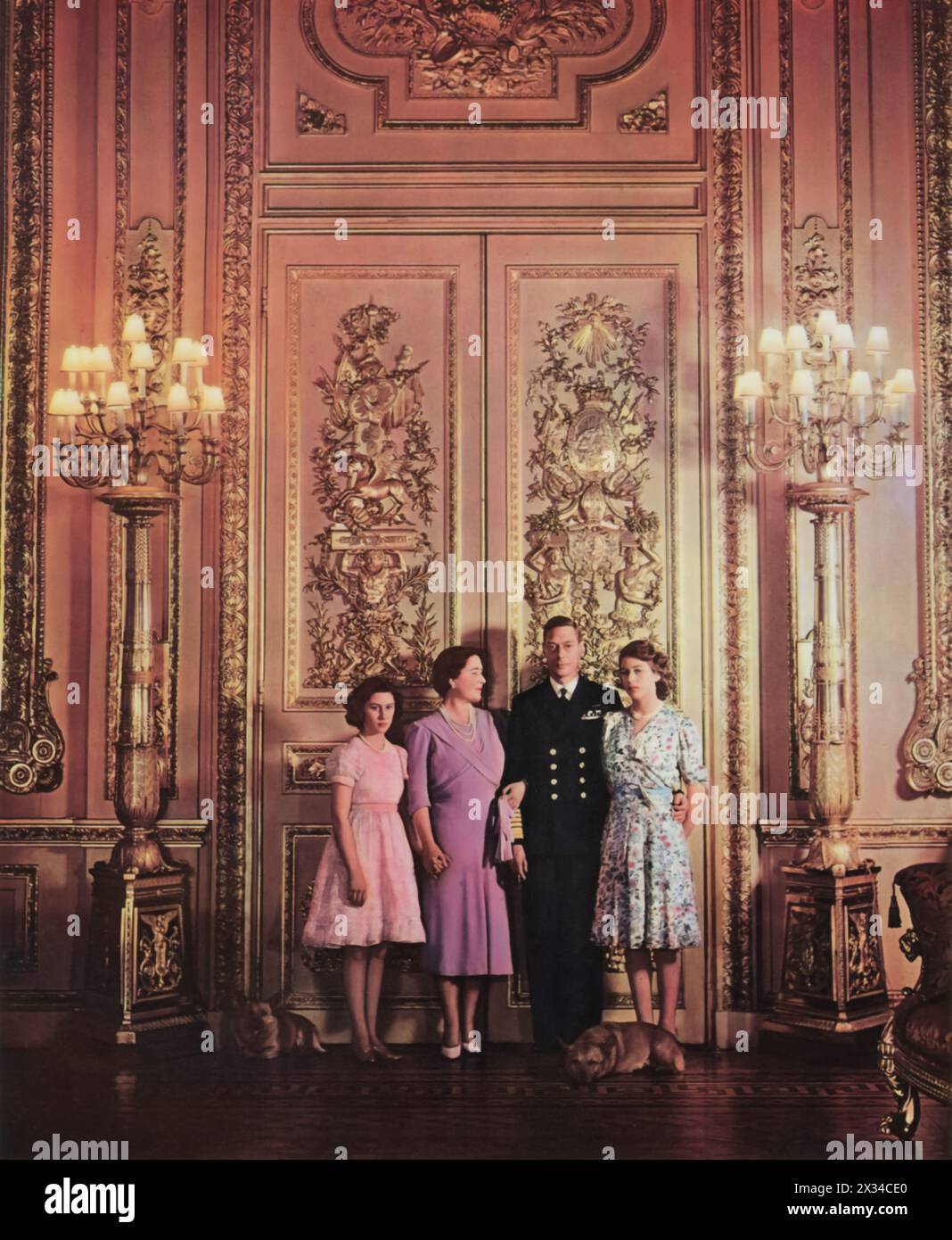 Royal family portrait taken inside a stateroom of Windsor Castle, dated ...