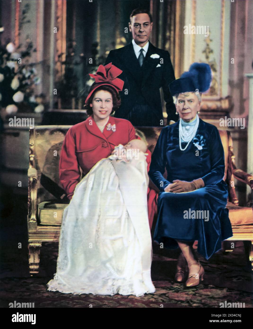King George VI, Princess Elizabeth, and the Dowager Queen, Mary of Teck, are pictured with ...