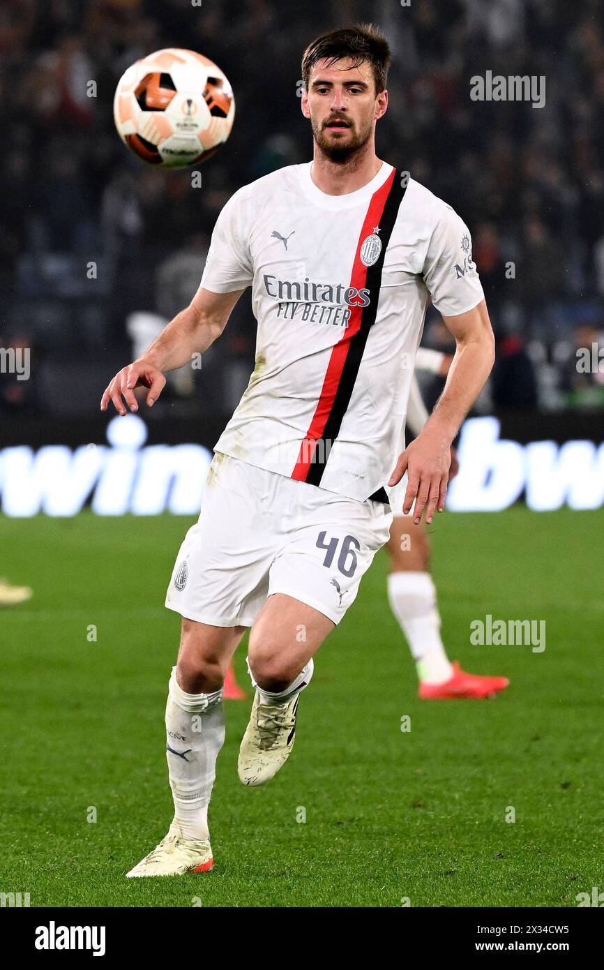 Matteo Gabbia of AC Milan in action during the Europa League football ...