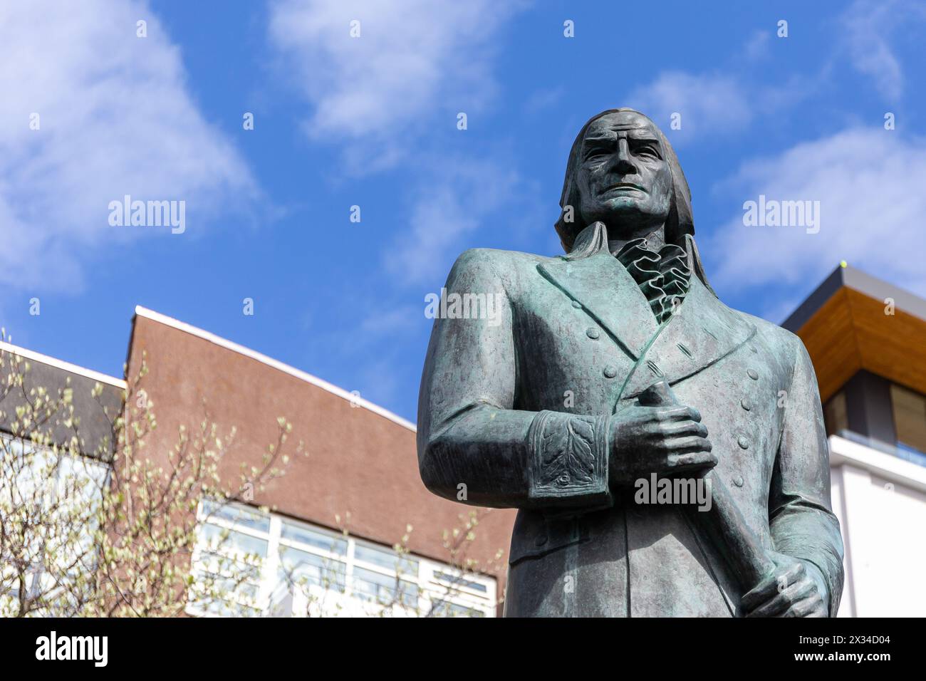 Reykjavik, Iceland, 14.05.22. Bronze statue of Skuli Magnusson "Father ...