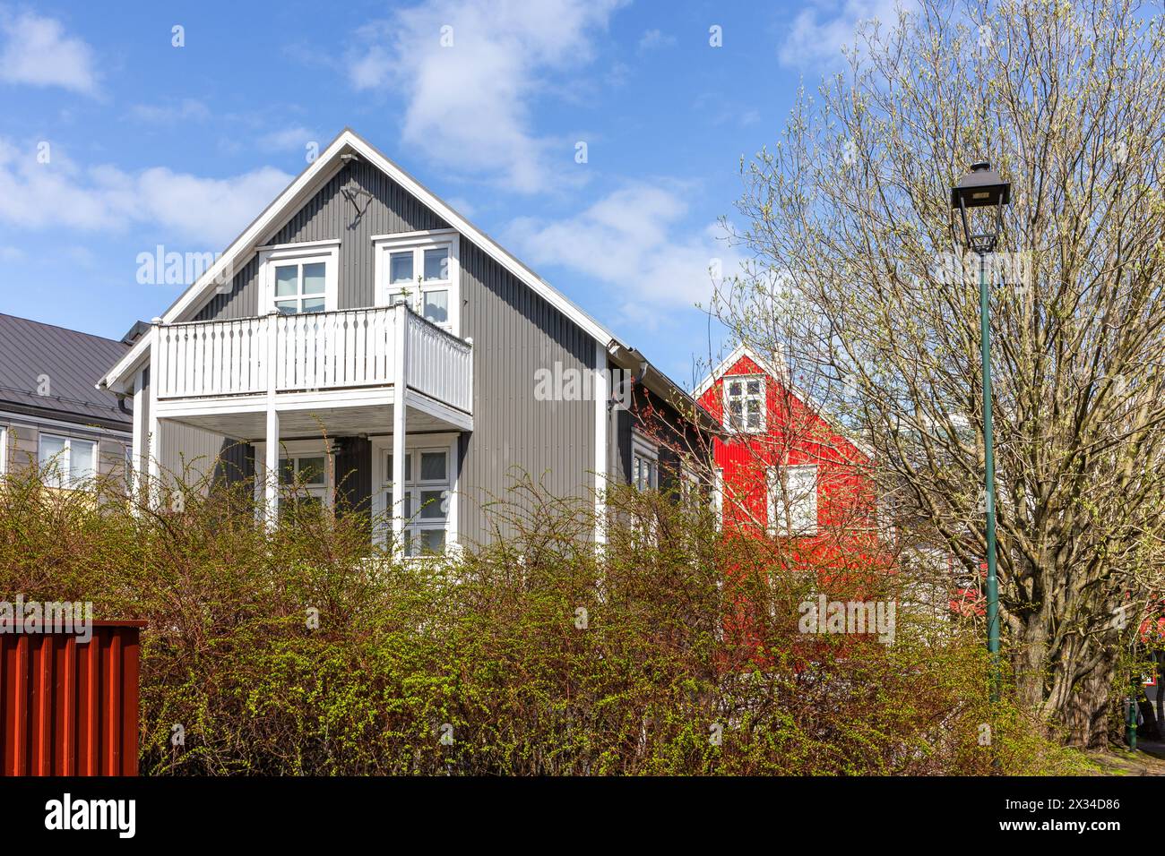 Residential district in Reykjavik, Iceland with traditional Icelandic ...
