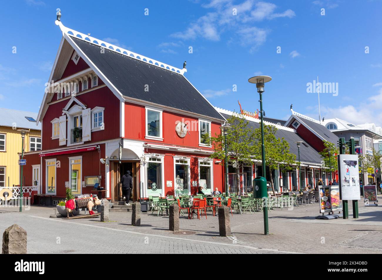 Reykjavik, Iceland, 14.05.22. Traditional colorful Icelandic buildings ...