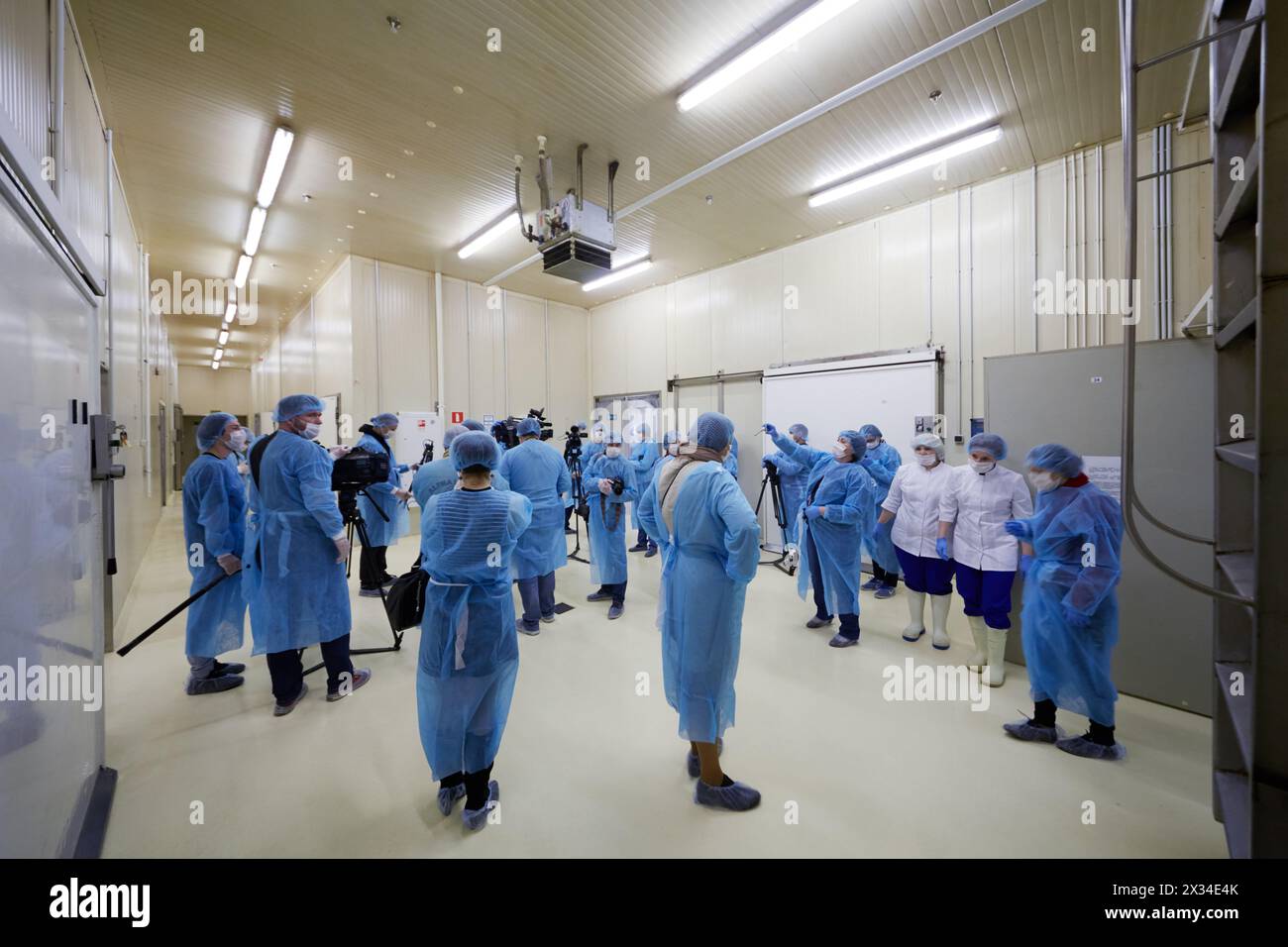MOSCOW, RUSSIA - MAY 18, 2016: Journalists and employees of the plant ...