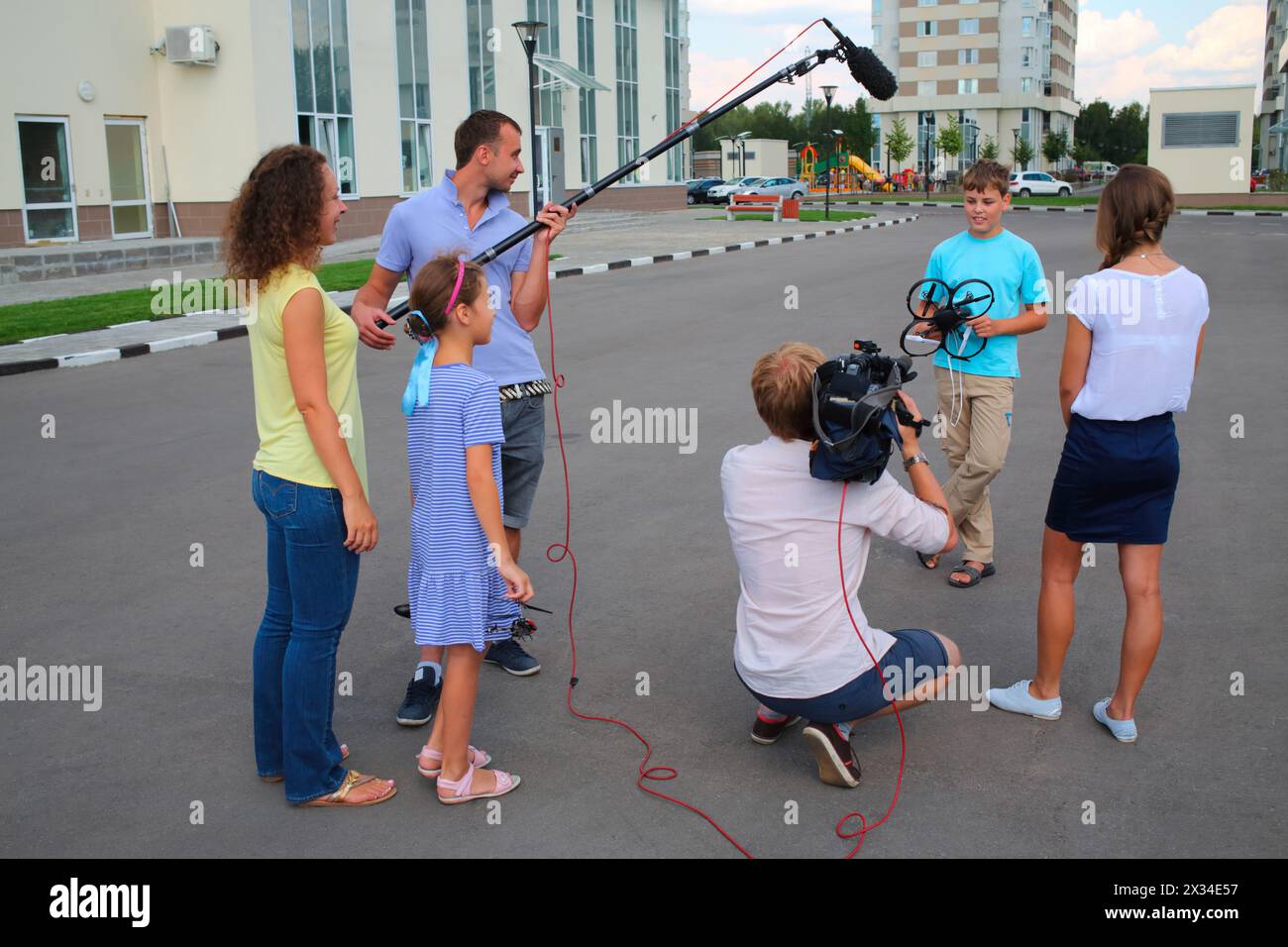 MOSCOW, RUSSIA - AUG 19, 2014: reporters filmed and interviewed ...
