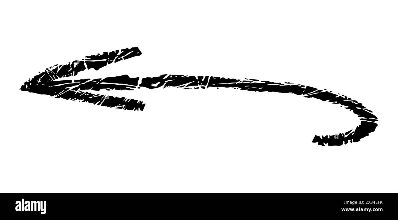 Hand drawn simple arrow drawn with wax crayon, chalk or charcoal ...