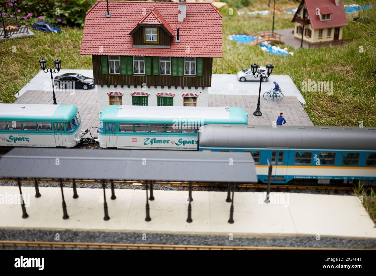 MOSCOW, RUSSIA - JUN 26, 2015: Layout of old railway station with rails ...