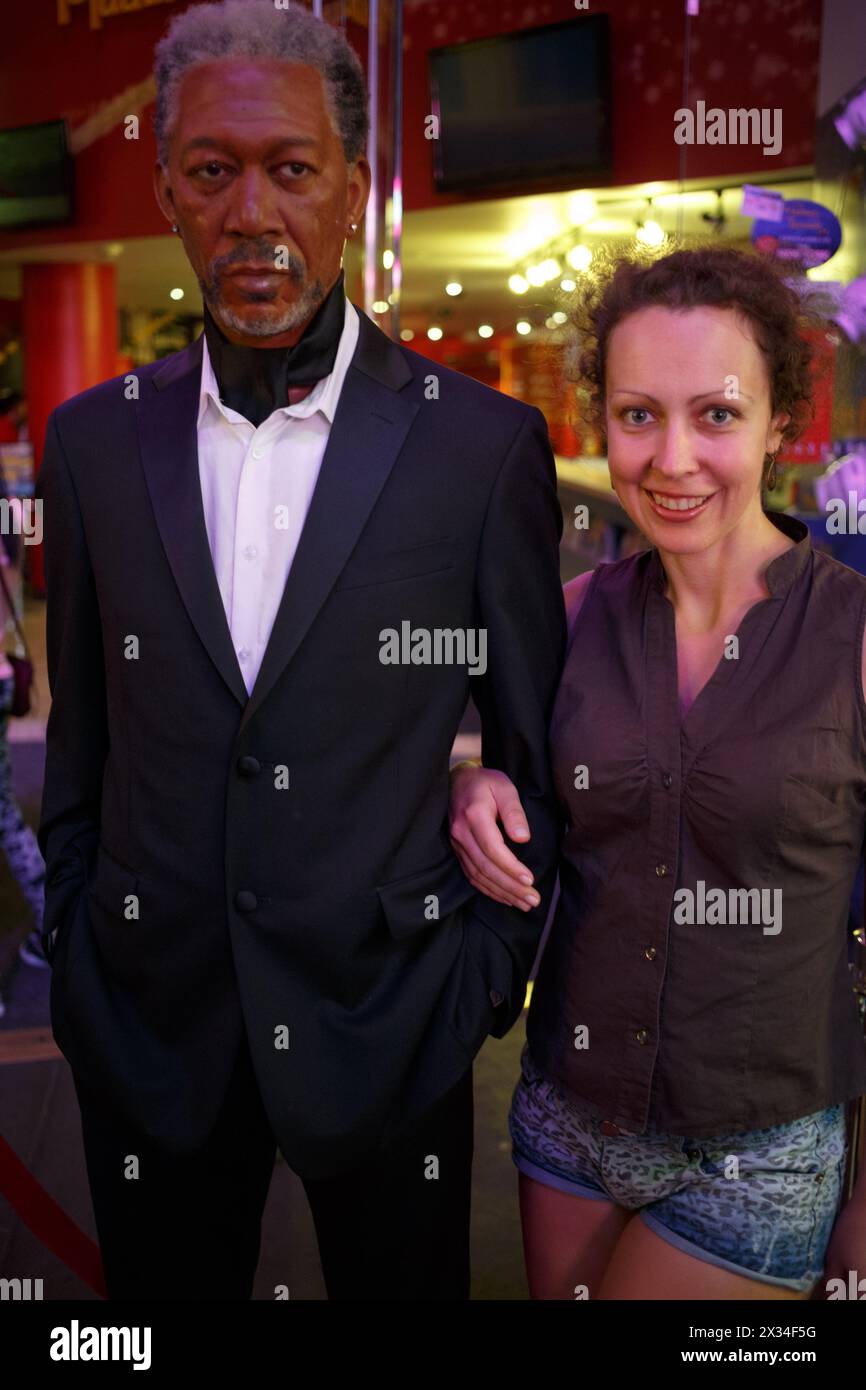 NEW YORK - August 22, 2014: woman (with model release) with a wax ...