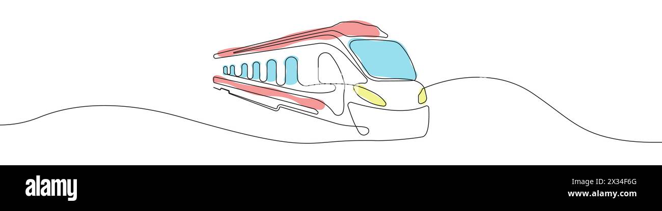 One line travel icon vector background. Train and pin icon. Continuous ...