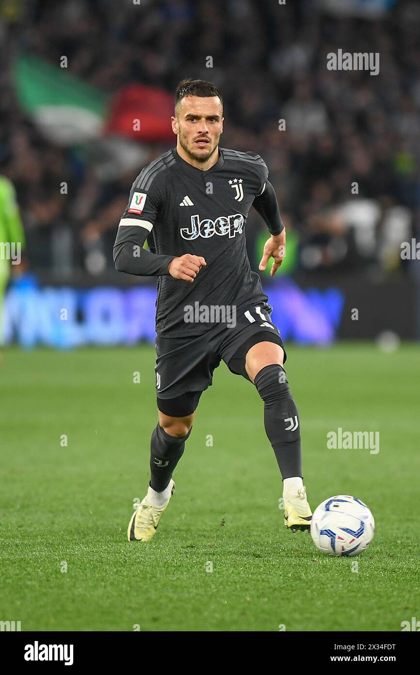 Juventus’ Filip Kostic controls the ball during the Coppa Italia ...