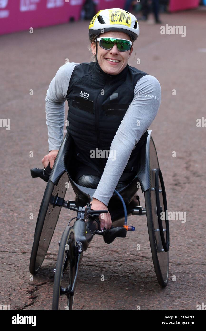 Catherine Debrunner of Switzerland wins the womens wheelchair Marathon ...