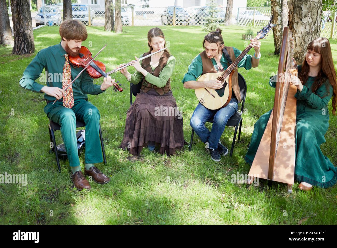 MOSCOW, RUSSIA - MAY 30, 2015: Musical Band Polca an Ri plays music ...
