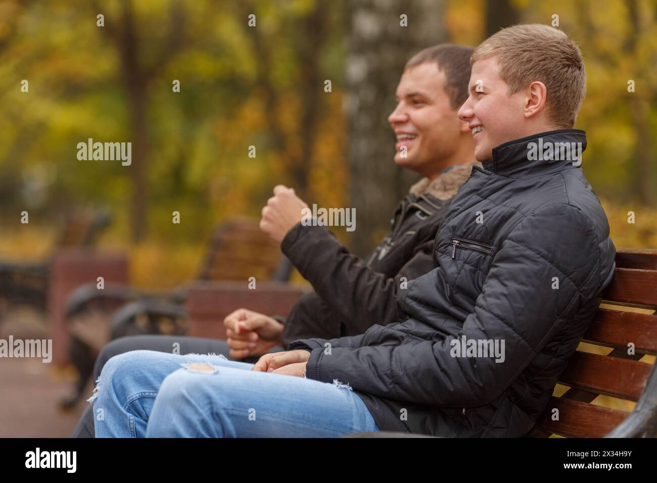 Male model posing on bench hi-res stock photography and images - Alamy