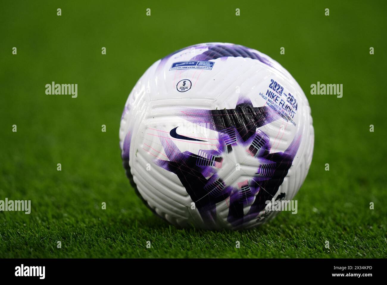 A general view of the official Nike Flight football before the Premier ...