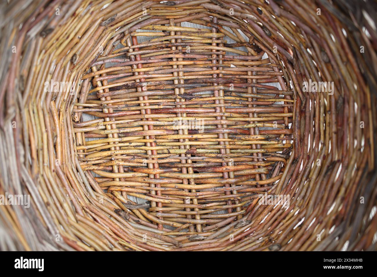 Inside the round wooden wicker basket, background Stock Photo - Alamy