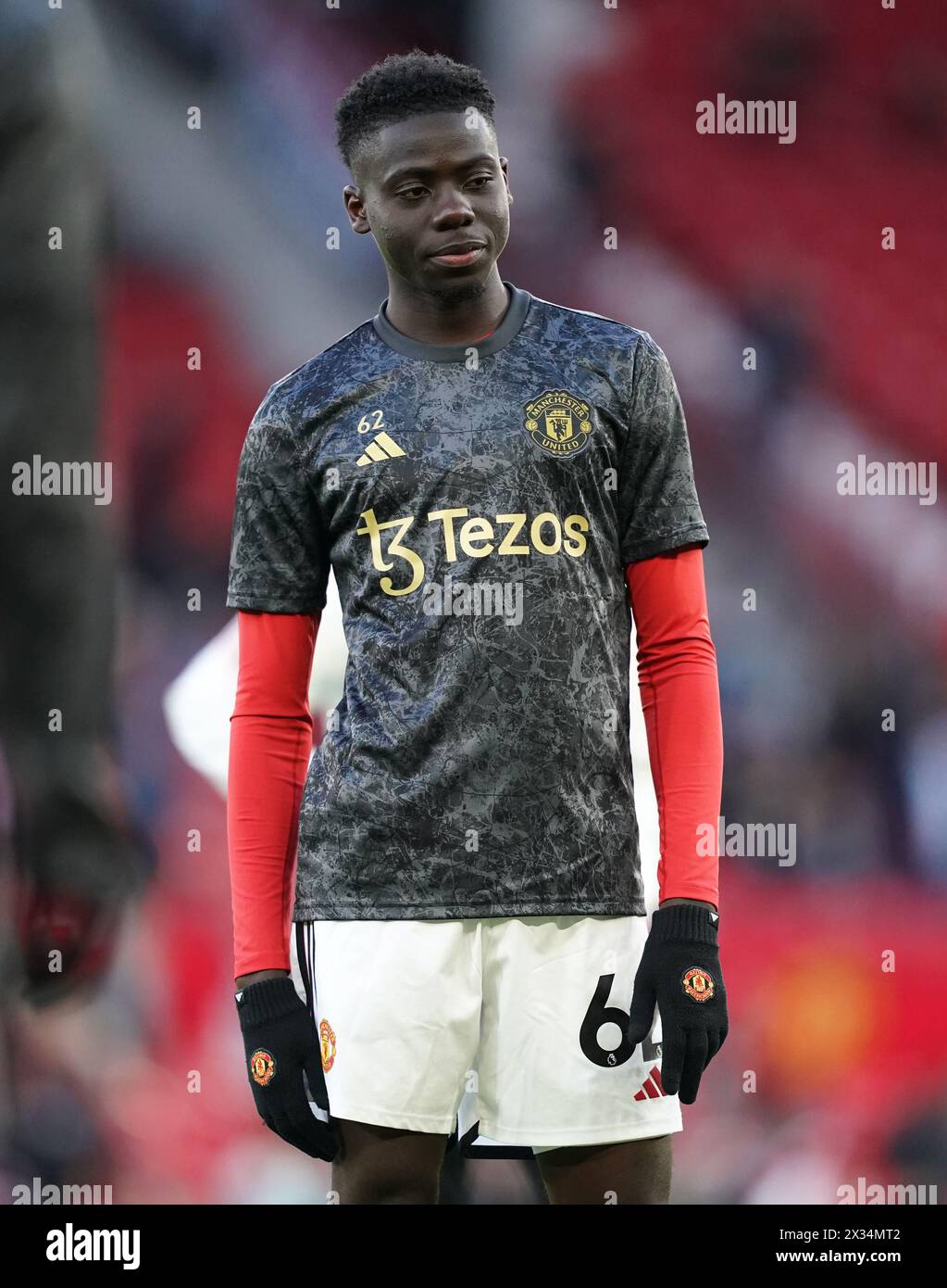 Manchester United's Omari Forson warming up ahead of the Premier League ...