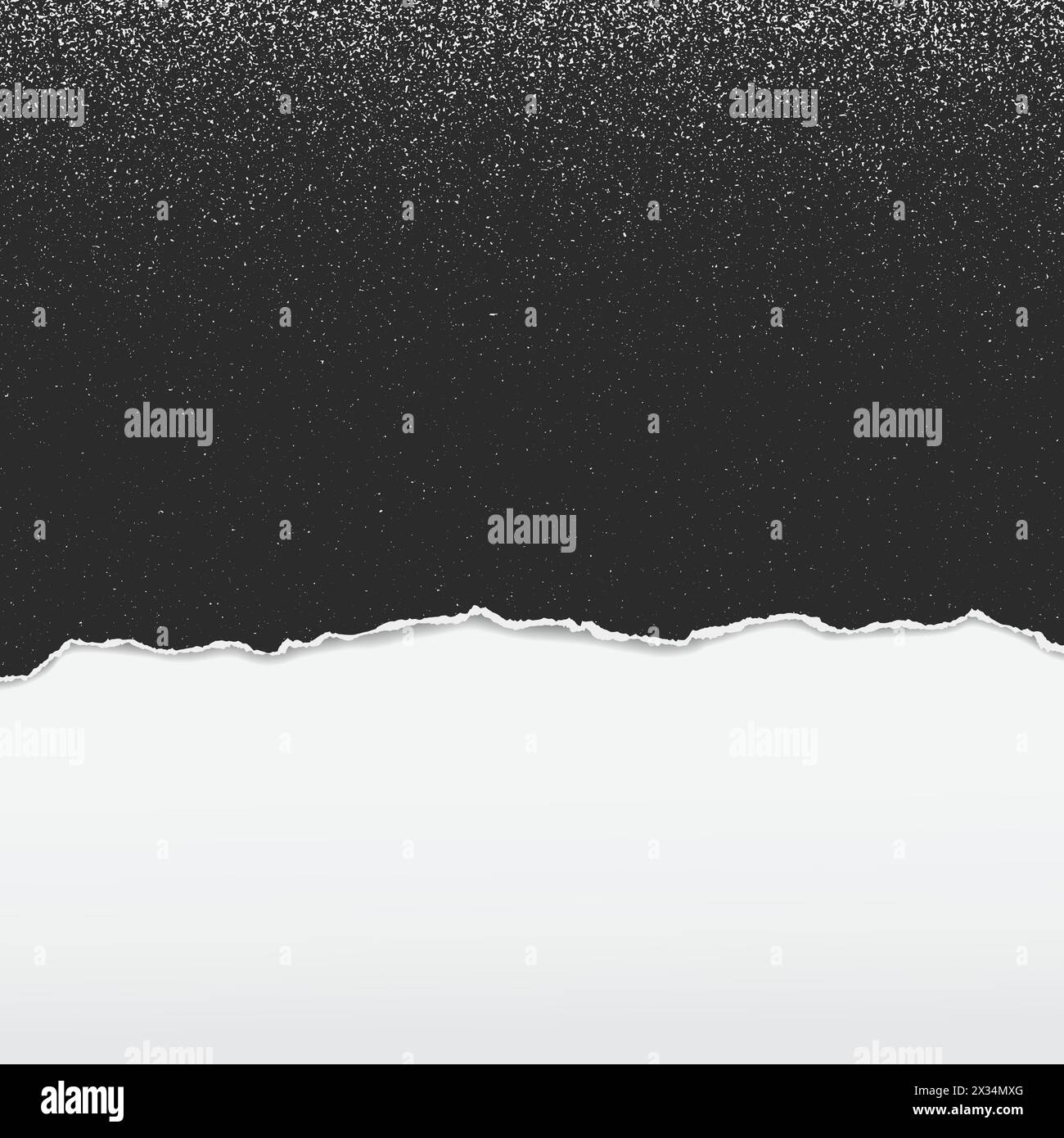 Black and dusty torn paper strip with soft shadow is on white ...