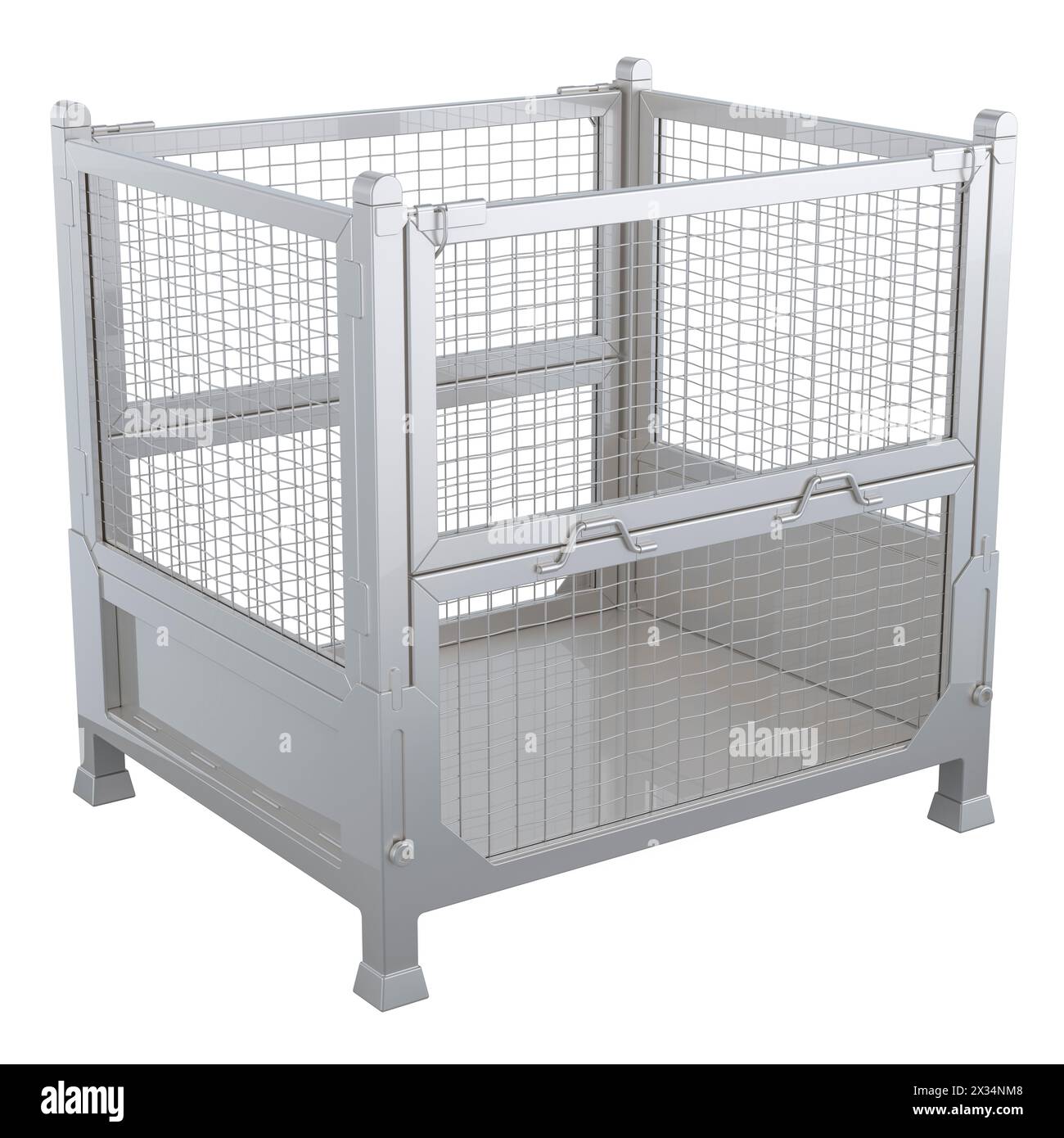 Collapsible wire mesh pallet. Collapsible transportation box pallet, 3D ...