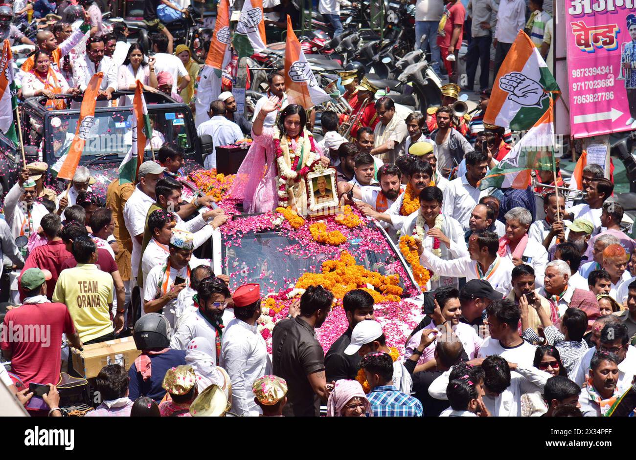 GHAZIABAD, INDIA - APRIL 24: Congress candidate from Ghaziabad parliamentary constituency Dolly ...