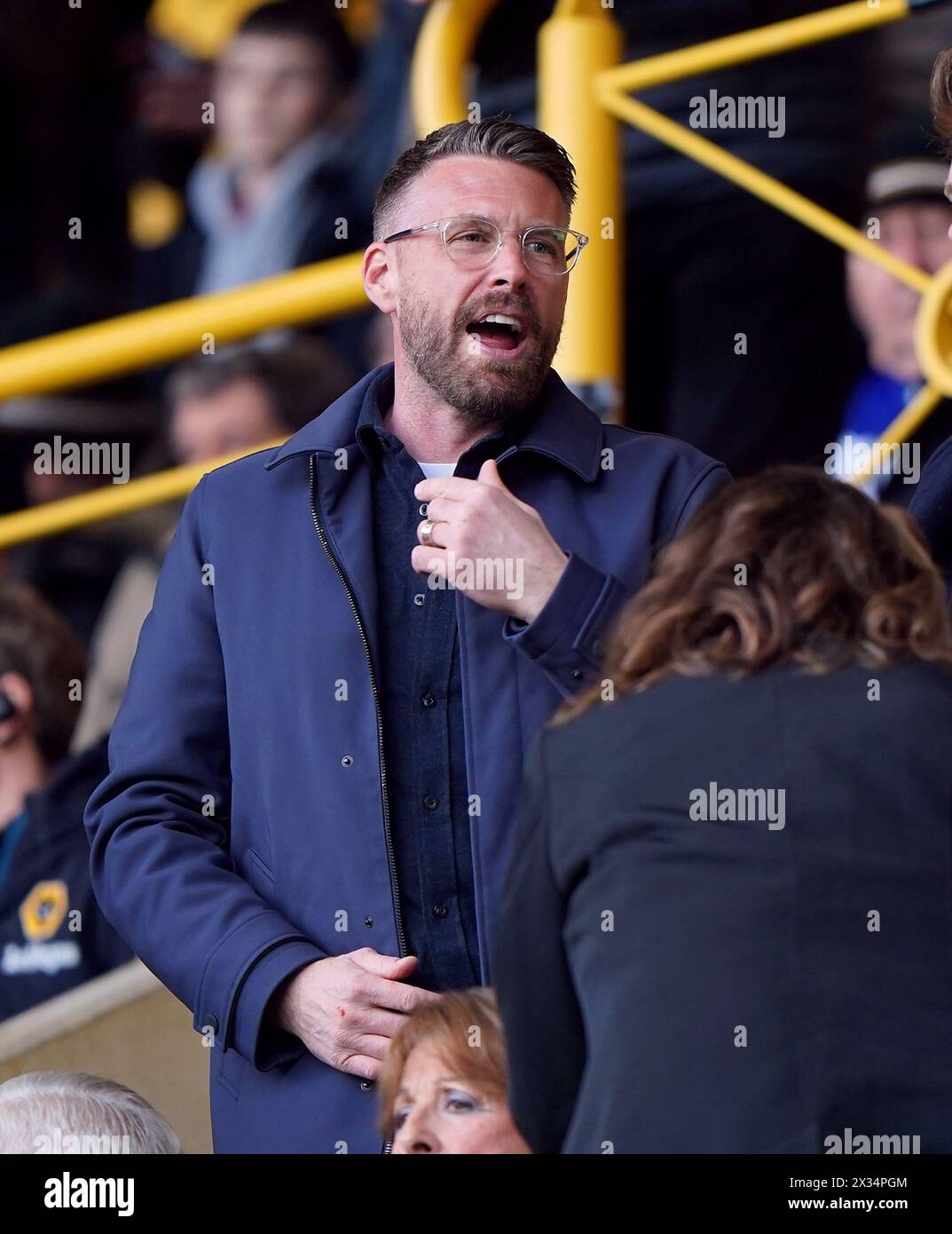 Luton Town manager Rob Edwards in the stands during the Premier League ...