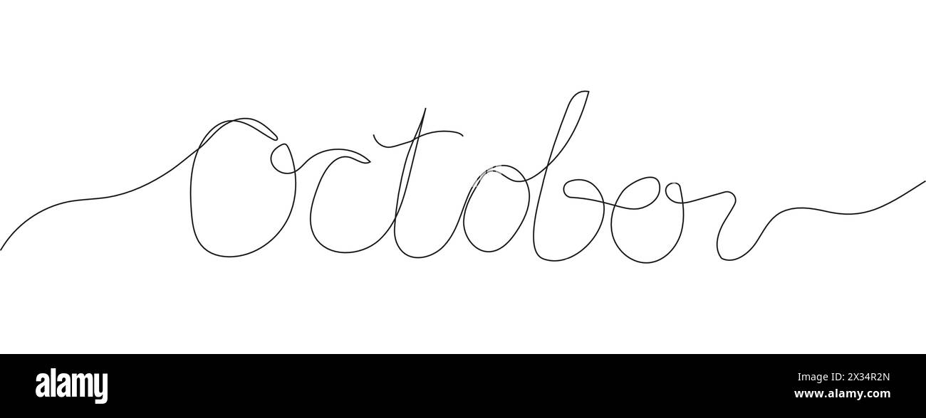 October text continuous line. Line month holiday theme element for ...
