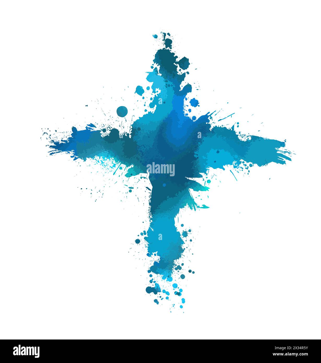 Hand drawn christian blue cross signs. Brush painted icons. hand ...