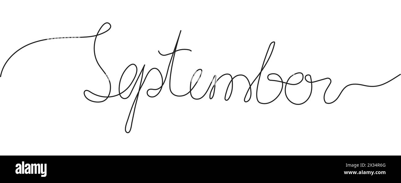 September text continuous line. Line month holiday theme element for ...