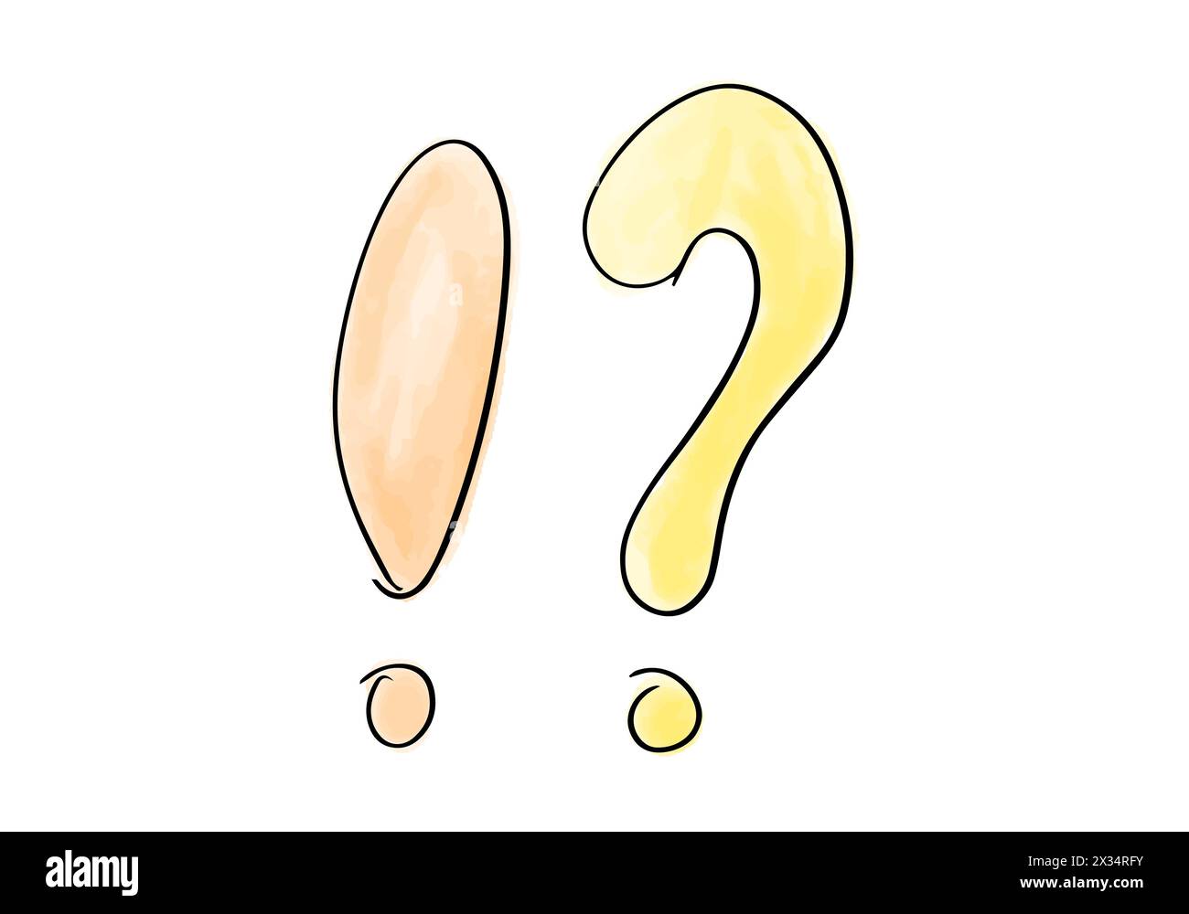 Question mark and exclamation point doodle element, vector illustration ...