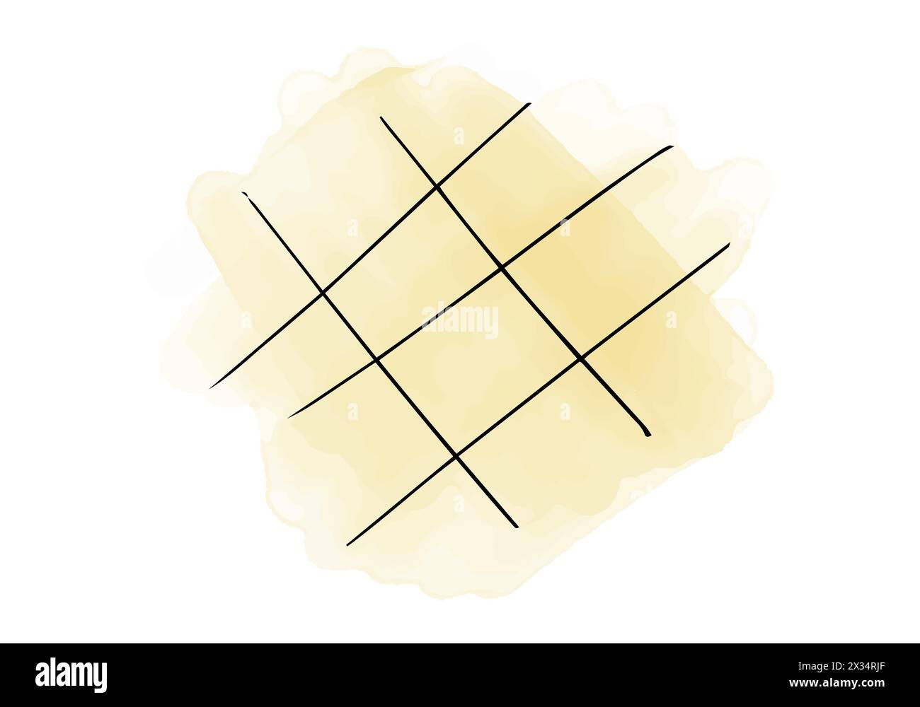 Watercolor doodle element. Grid with colored squares, vector ...