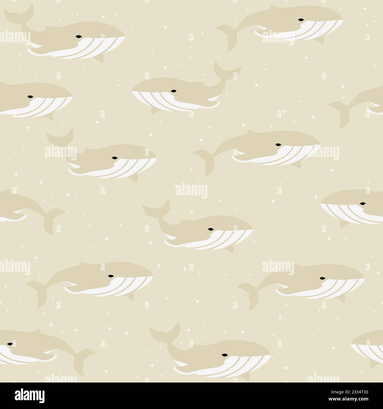 Vector childish seamless pattern with whales in scandinavian style ...