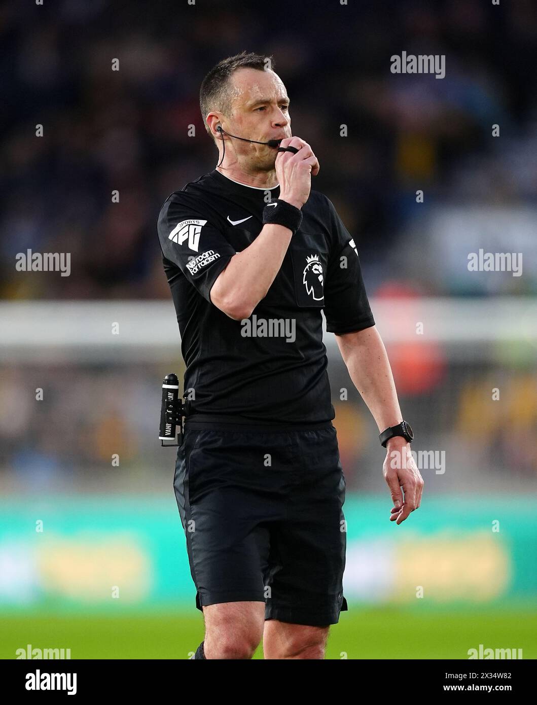 Referee Stuart Attwell during the Premier League match at Molineux ...