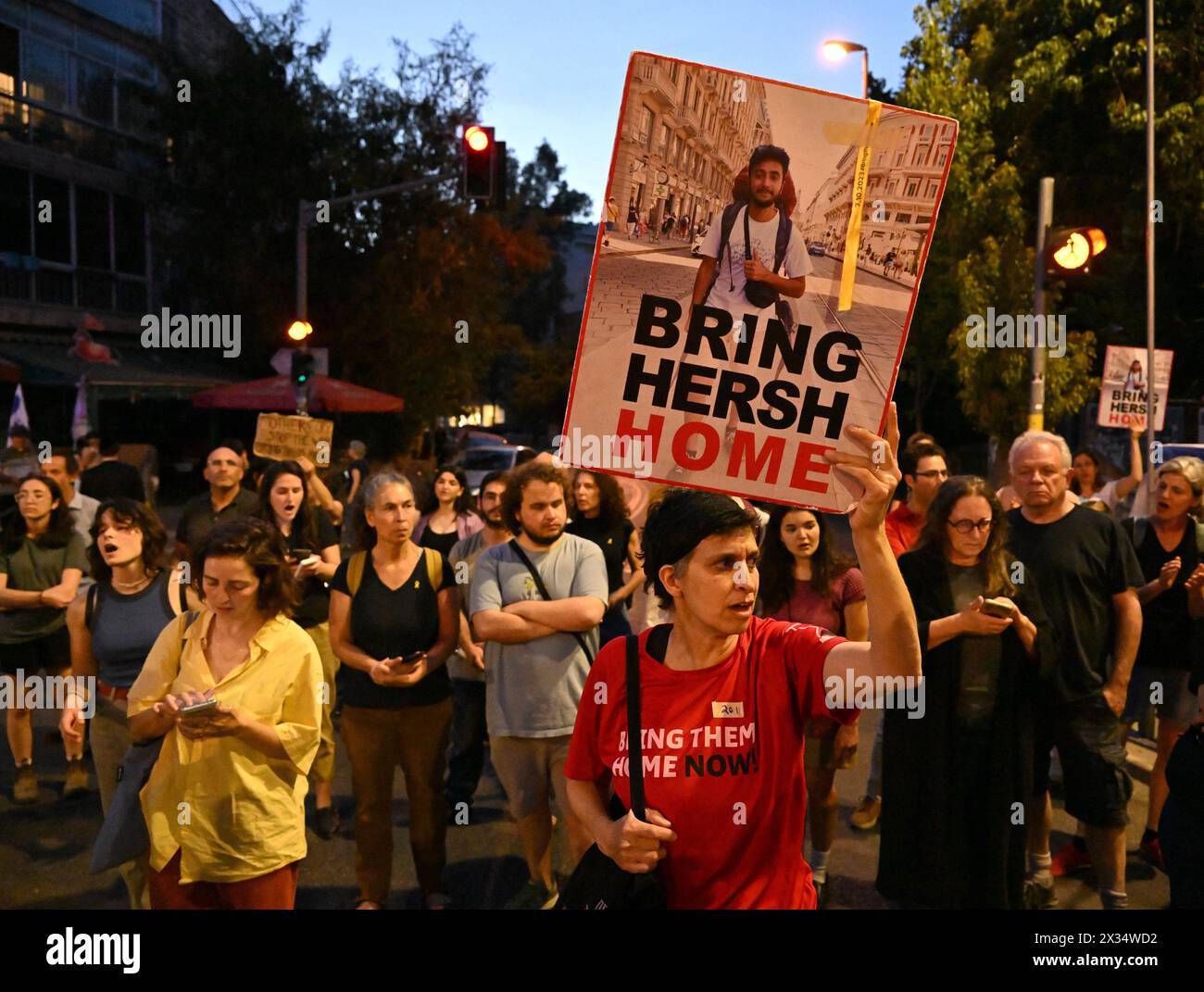 Jerusalem, Israel. 24th Apr, 2024. Friends and supporters of Hersh ...